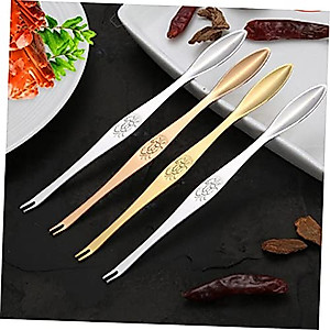 Housoutil 6pcs 304 Nutcracker Tool Stainless Steel Spoon Metal Cooking Spoon Crab Tool Set Crab Leg Tools Lobster Tools Crab Fork Crab Eatting Tool Seafood Needle Peeling Machine Seafood Aub