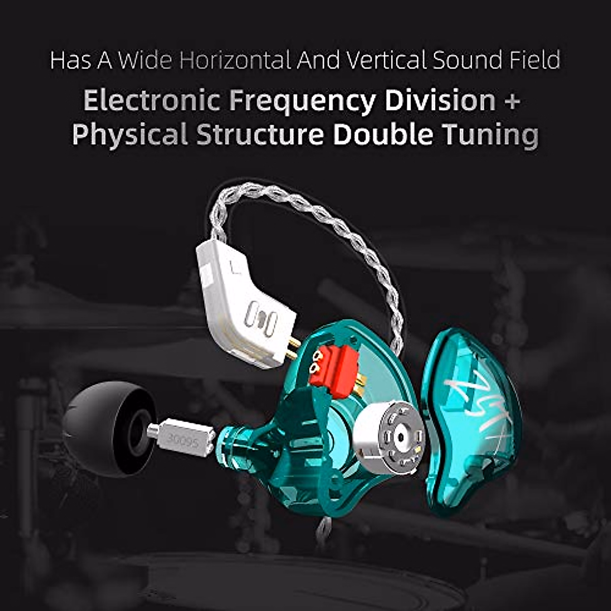 KZ ZST X HiFi Earphone 1BA+1DD Dynamic Driver in-Ear Sports DJ Headphone Noise Cancelling Headset with Upgraded Cable (with Mic, Cyan)