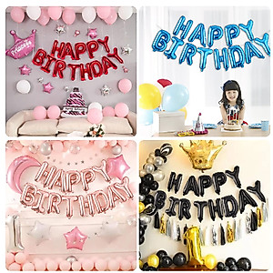 Happy Birthday Banner 16 Inch Mixed color Mylar Foil Letters Inflatable Balloons Birthday Party Decorations for Kids and Adults