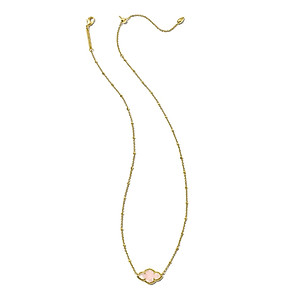 Kendra Scott Abbie Pendant Necklace in 14k Gold-Plated Brass, Fashion Jewelry for Women, Rose Quartz