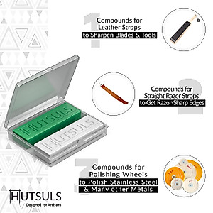 Hutsuls White & Green Strop Compound - Total 5 Oz Get Razor Sharp Edge with Green Honing Compound for Strop, Easy to Use Green & White Stropping Compound for Knives Guide, White Polishing Compound Bar