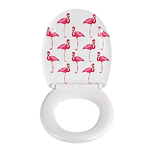 WENKO" Flamingo Toilet Seat, Duroplast Multi-Colour, 38 x 45 x 10 cm