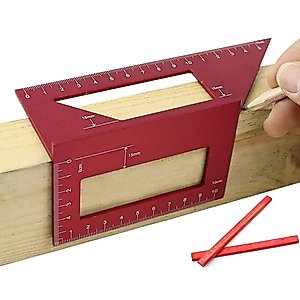Aluminum Alloy square for woodworking Miter Scriber T Ruler 45/90 Degree Angle Ruler Angle Protractor Gauge with 2 Woodworking pencils