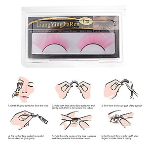 Lurrose 3 Pairs Long Thick Fake Eyelashes,Halloween Dance Rave Costume Eyelashes Reusable Exaggerated Eyelash for Girls (Pink)