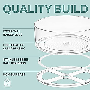 Home Intuition Round Plastic Lazy Susan Turntable Food Storage Container for Kitchen (1 Pack)