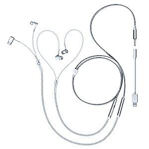 Sparkbudz-Two Person Zipper Earphones Built into one. Individual Volume Controls and Microphones. iOS Adapter
