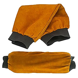 VIDAYA Leather Welding Work Sleeves for Men, Welding Safety Arm Protection Sleeves, Fire Resistant, Heat and Abrasion Resistant Welder Protective Arm Covers (1 Pair)