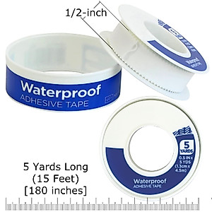 Iconikal First Aid Waterproof Adhesive Tape, White, 0.5 Inch x 5 Yards, 4-Pack