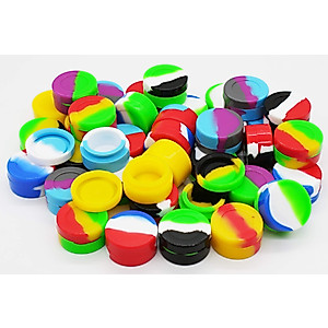 Pearwell 7ml Non-stick Silicone Wax Containers Concentrate Sealed Oil Jars Multi Use (100), Multicolor