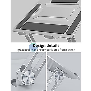 SOUNDANCE Laptop Stand for Desk with Stable Heavy Base, Adjustable Height Multi-Angle, Ergonomic Metal Riser Holder, Foldable Mount Elevator, Compatible with 10 to 15.6 Inches PC Computer, Silver