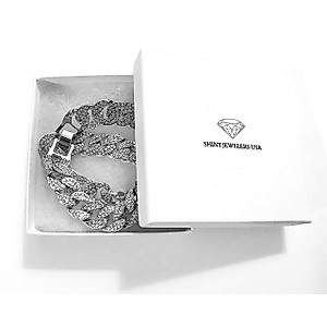 Shiny Jewelers USA Mens Iced Out Hip Hop Silver tone CZ Miami Cuban Link Chain Choker Necklace (16")