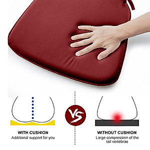 LOVTEX Chair Cushions for Dining Chairs 4 Pack - 17"x16"x1.5" Kitchen Chair Cushions - Dining Chair Pads with Ties, Red