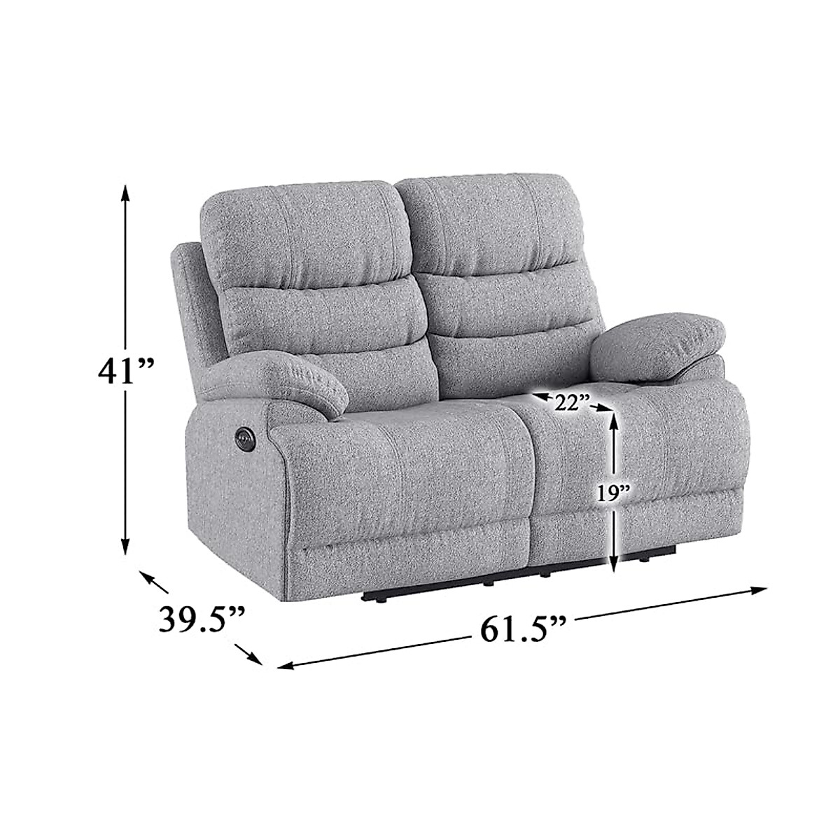 Lexicon Greyville Wall-Hugger Power Double Reclining Loveseat, Gray