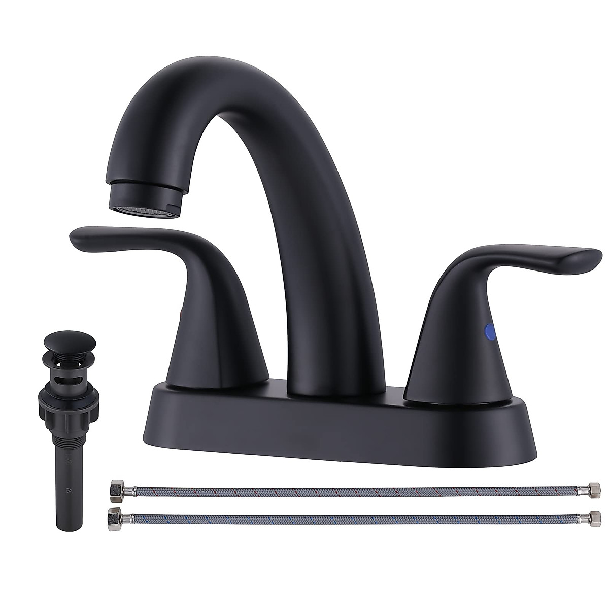 Aleasha 4 inch Centerset Bathroom Faucet Matte Black Bathroom Faucet with 2 Handles, Bathroom Sink Faucet 3 Hole for Restroom Vanity RV Bathroom