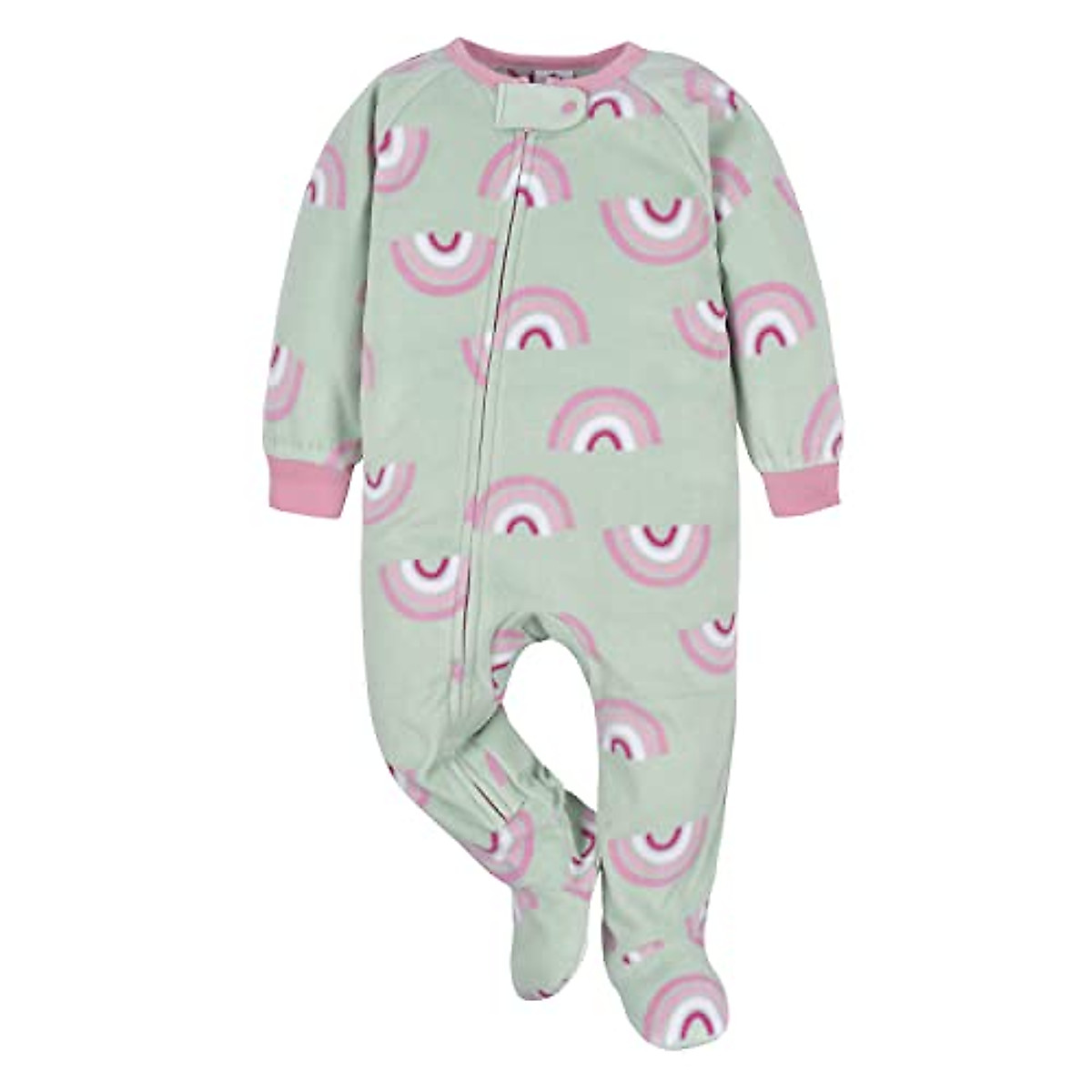 Gerber Baby Girls Toddler Loose Fit Flame Resistant Fleece Footed Pajamas 2-Pack Rainbow Green 0-3 Months