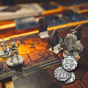 Metal Pirate Coins, 100 Large Silver Treasure Coin Set, Metal Replica Spanish Doubloons for Board Games, Tokens, Toys, Cosplay - Realistic Money Imitation, Pirate Treasure Chest, Diameter: 1.06"