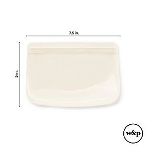 W&P Porter Snack Bag 100% Silicone Reusable Food Storage Bag | 10 oz Flat - Cream | Cook, Store, or Freeze | Easy Cleaning, Dishwasher-Safe