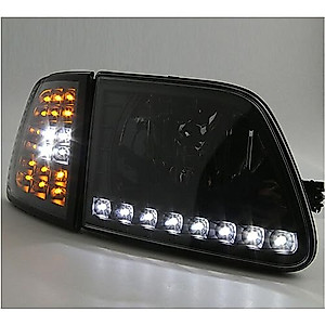 HH Building 2pcs Headlight Front Left Right Driver Passenger Side Clear Lens Black Housing Headlights + Corner 3L3Z13008DA FO2502267 5_HD-ON-FF15097-LED-SET-BK