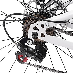 FLYHERO Folding Mountain Bike, 26" Womens 21-Speed Mountain Folding Bike, Carbon Steel Frame Mountain Bike, with Dual-Disc Brake, Blue&White