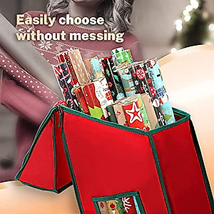 MaidMAX Wrapping Paper Storage Gift Wrap Organizer Fits 42 Inch Long Rolls Christmas Wrapping Storage with Clear Window 42 x 10 x 10 Inch