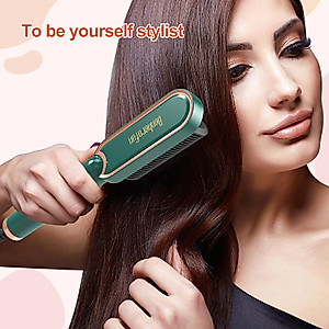 Hair Straightener Brush, Ring Hair Straightener Comb Straightening Brush with Anti-Scald & LED Screen, Suitable for Hair Lengths of 5 inches and Above