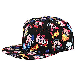 Kirby Sublimated All Over Print Flat Bill Snapback Hat Multicolored