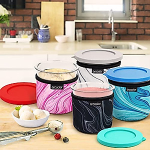 Arcoolor Ice Cream Neoprene Sleeve, Reusable Insulated Sleeves for Ninja Creami Pints, Compatible with NC301 NC300 NC299AMZ Series Ice Cream Maker Containers -Containers not Included (Mix, 4 Pack)