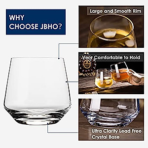 JBHO Premium Whiskey Glasses - Set of 6-12 Oz Scotch Glasses - Old Fashioned Non-Lead Crystal Glass - Gift-Box Idea for Scotch Lovers/Style Glassware for Bourbon/Rum glasses/Bar Cocktail Glasses