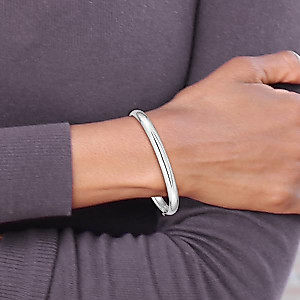 IceCarats 14K White Gold 6mm Hinged Bangle Bracelet