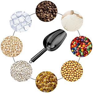 Metal Ice Scoop 3 Oz, Small Stainless Steel Ice scooper for Ice Maker Ice Bucket Kitchen Freezer Bar Party Wedding, Multipurpose for Popcorn Scoop,Flour Scoop,Dog Food Scoop (3 OZ, Black)