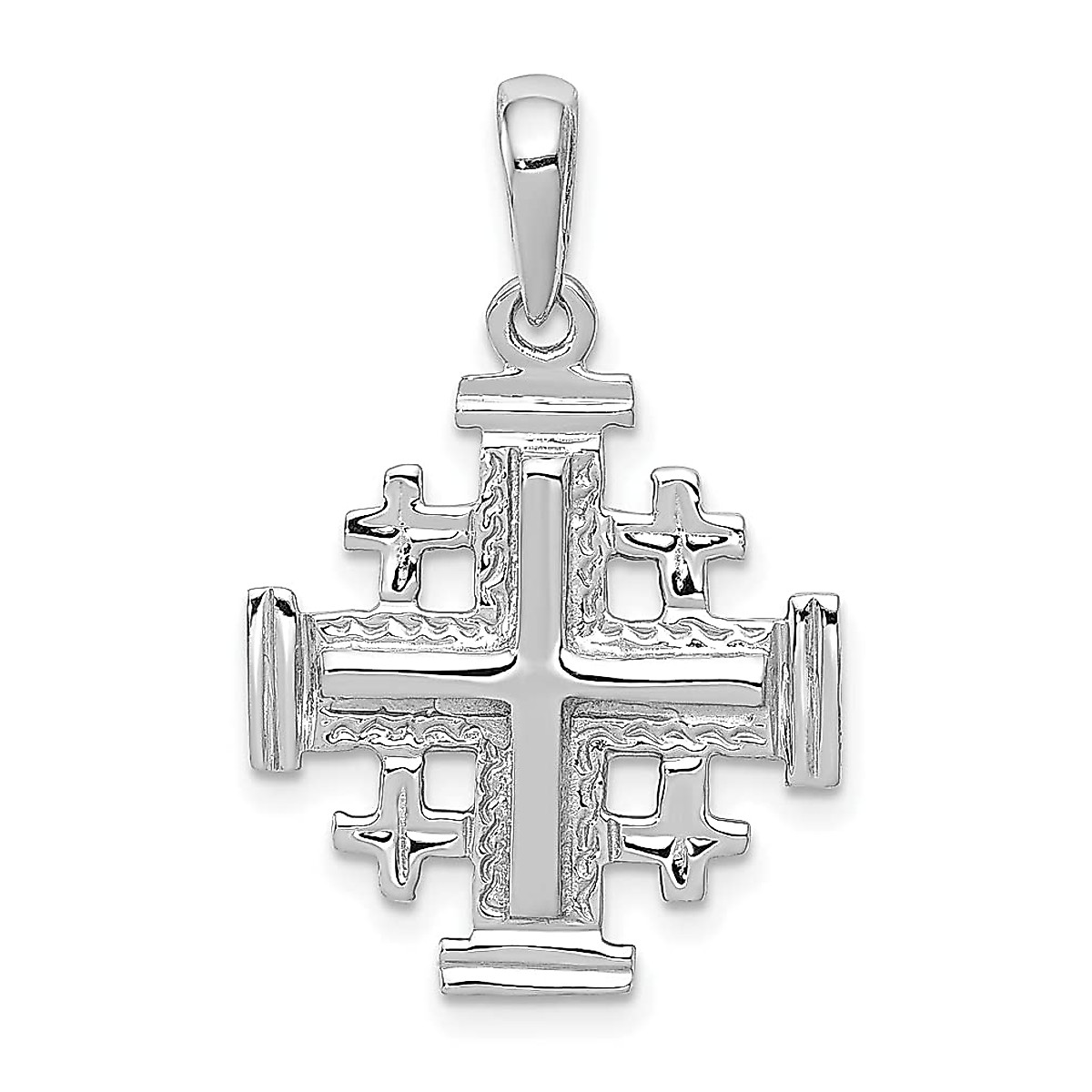 IceCarats 14K White Gold Jerusalem Holy Cross Necklace Religious Pendant Jesus Christ Charm 30mm x 24mm - Pendant Only