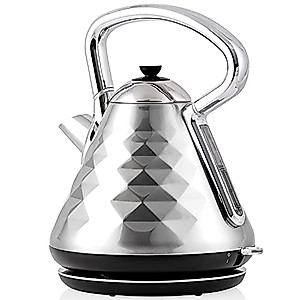 OVENTE Electric Kettle Hot Water Boiler Stainless Steel 1.7 L Automatic Shut-Off 1500W Cleo Collection Cool Touch Handle Portable Brew Coffee Maker Tea Heater w/ Boil Dry Protection Brushed KS755BR