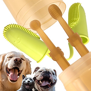 CULIMIND Dog Toothbrush Kit, Pet Toothbrush & Tongue Cleaner for Dogs, Cats & Small Pets, Finger Toothbrush for Dog, Cat Tooth Brush,Tooth Brushing, Dental Care kit for Small Pets Ferret