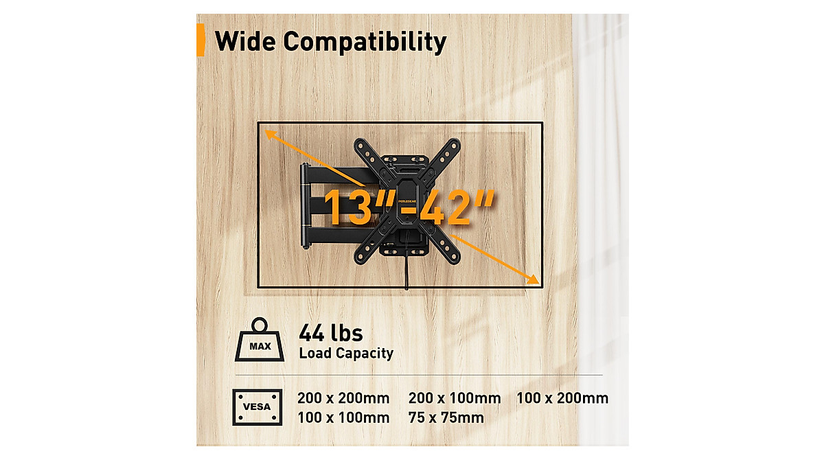 Perlegear RV TV Mount: Secure & Full Motion for 13–42" TVs