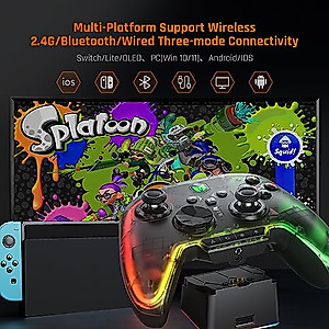 BIGBIG WON Wireless Switch Controllers for Nintendo Switch/PC Windows/Android/IOS, Bluetooth Wired PC Game Controller With 6-Axis Gyro/Vibration/Turbo/NFC/Wake-Up, Gaming Controller with Charging Dock