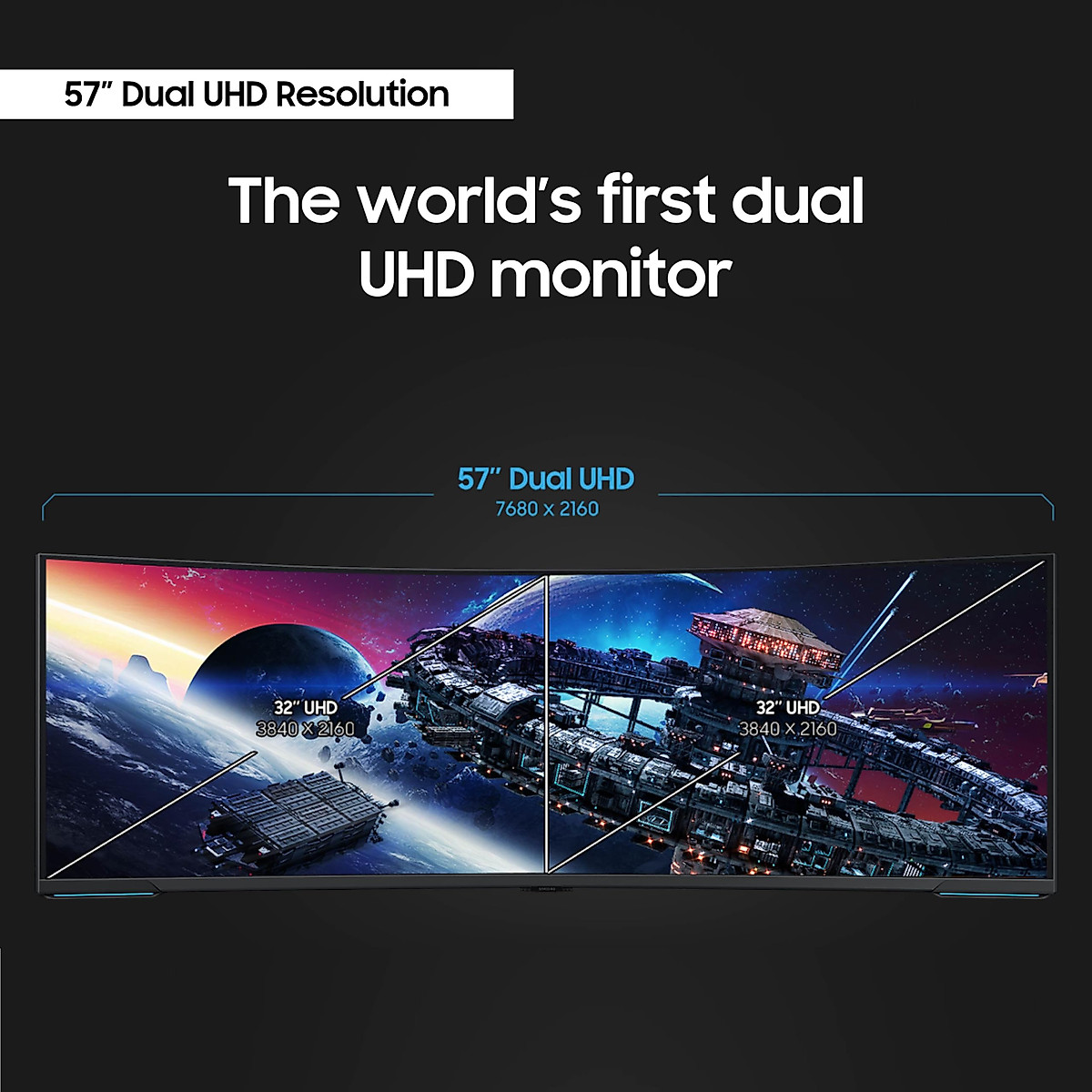 SAMSUNG 57' Odyssey Neo G9 Series Dual 4K UHD 1000R Curved Gaming Monitor, 240Hz, 1ms with DisplayPort 2.1, Quantum Mini-LED, DisplayHDR 1000, AMD FreeSync Premium Pro, LS57CG952NNXZA, 2023