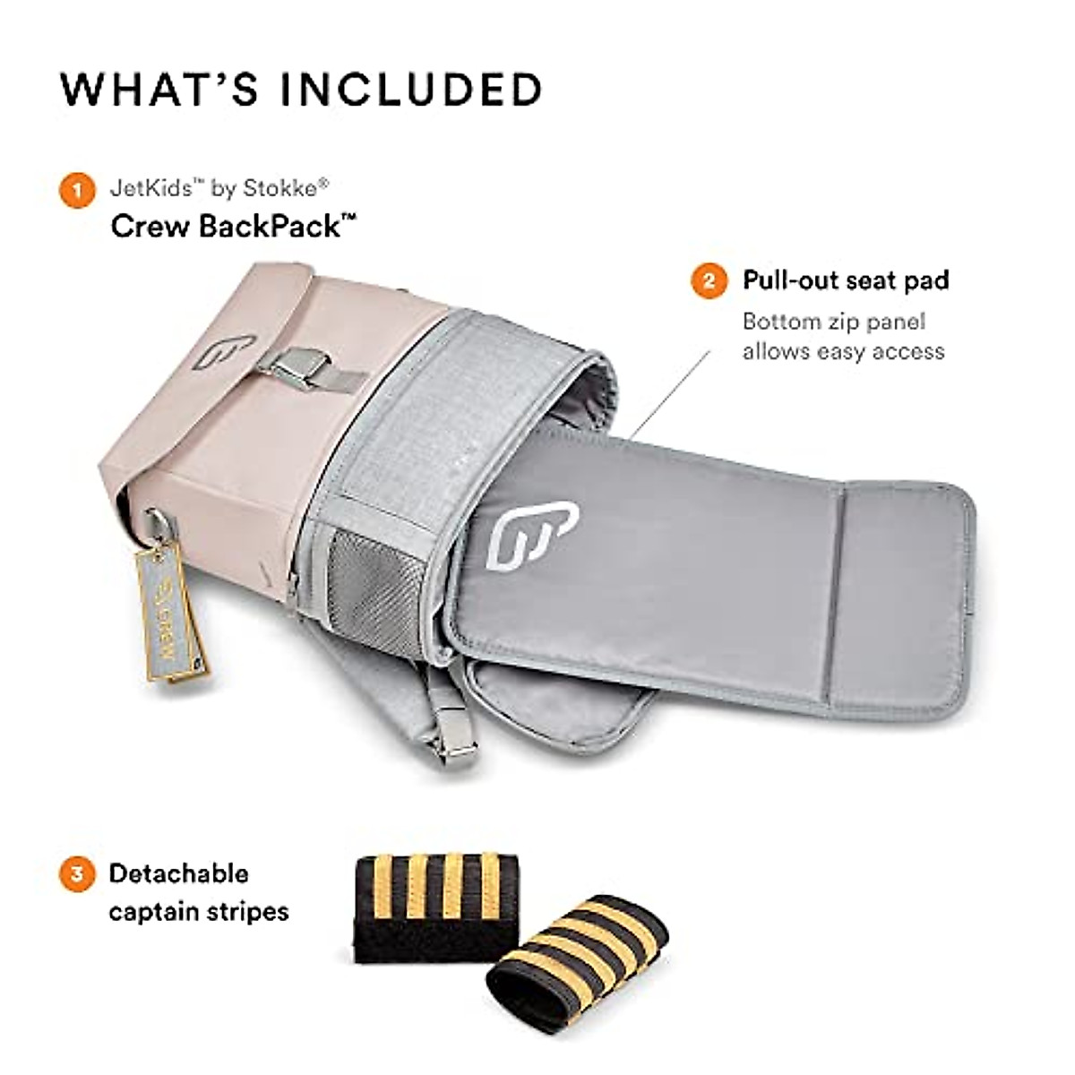 JetKids by Stokke Crew BackPack, Pink Lemonade - Kid’s Lightweight Expandable Bag - Great for School & Travel - Adjustable & Water-Resistant - Best for Ages 2-7