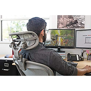 The Original H3 Zinc Headrest for Herman Miller Aeron Chair Plus Casters | Colors and Mesh Match Classic Aeron Chair 2016 and Earlier Models | Aeron Chair Not Included