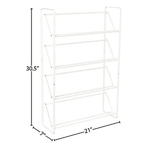 Yamazaki Home 4-Tier Slim Metal Shoe Rack, Narrow Shoe Organizer for Entryway Or Hallway Steel One Size White