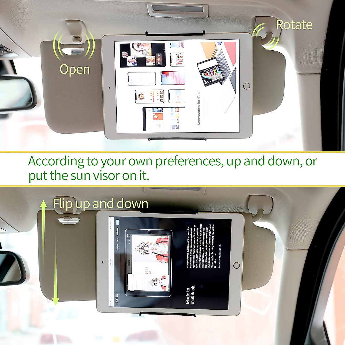 Hikig Visor Tablet Mount for 7-11 Inch Tablets, iPad 6/5/4/3/2/1, iPad Mini 5/4/3/2/1, iPad Air 3/2/1, Kindle, Android Tablets - Black