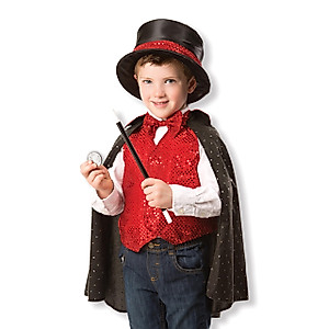 Melissa &amp; Doug unisex-children Magician Role Play Costume Set - Includes Hat, Cape, Wand, Magic Tricks Frustration-Free Packaging