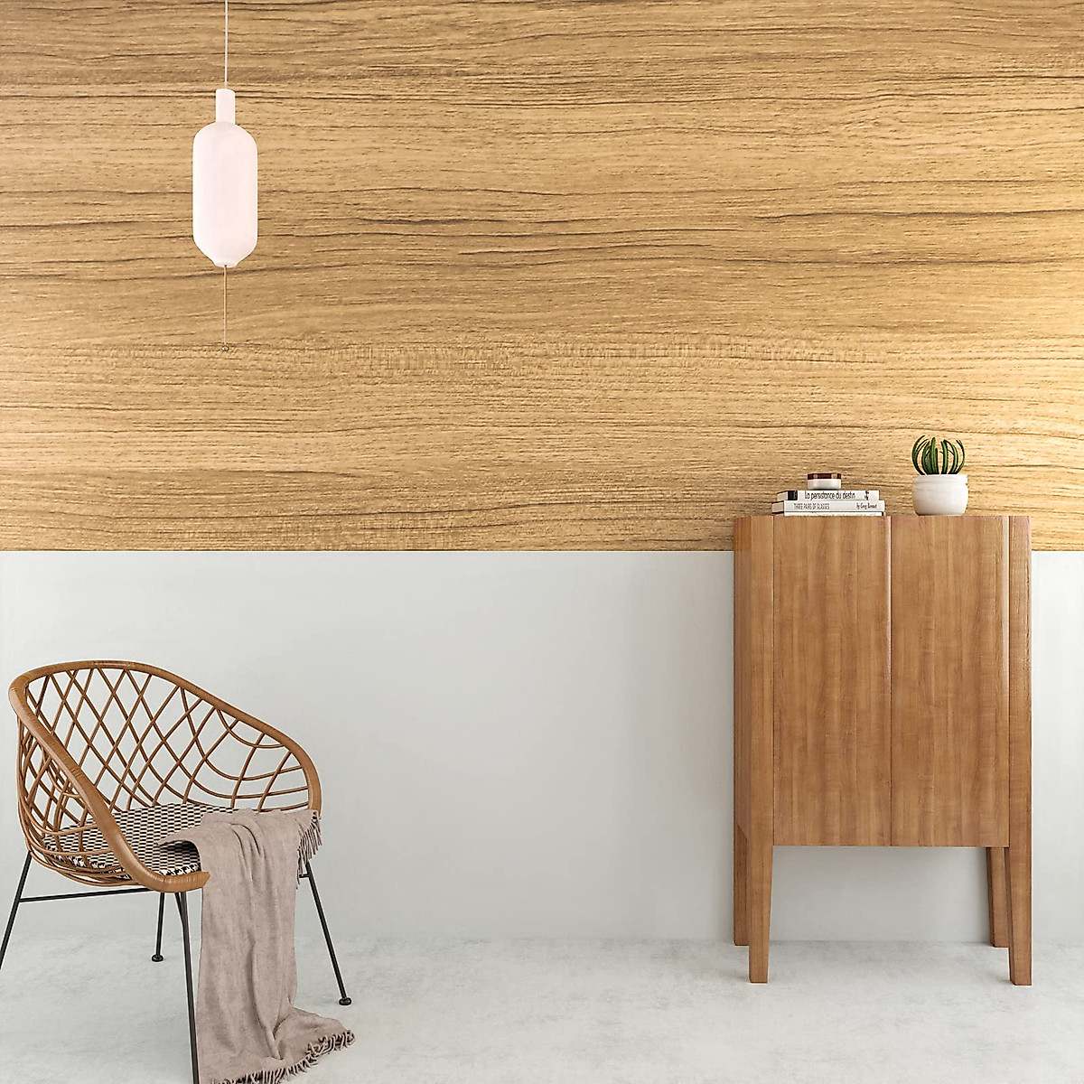 VEELIKE 15.7''x118'' Brown Wood Wallpaper Waterproof Peel and Stick Wood Vinyl Film Self Adhesive Removable Wood Grain Contact Paper Decorative Wall Covering for Cabinets Countertops Furniture Bedroom