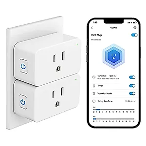Vont Smart Plug [2 Pack] Alexa Smart Plugs, WiFi + Bluetooth, Google Assistant & IFTTT, Voice Command, Timer & Schedules, Control Anywhere, Vacation Mode, ETL & FCC Certified, No Hub Required