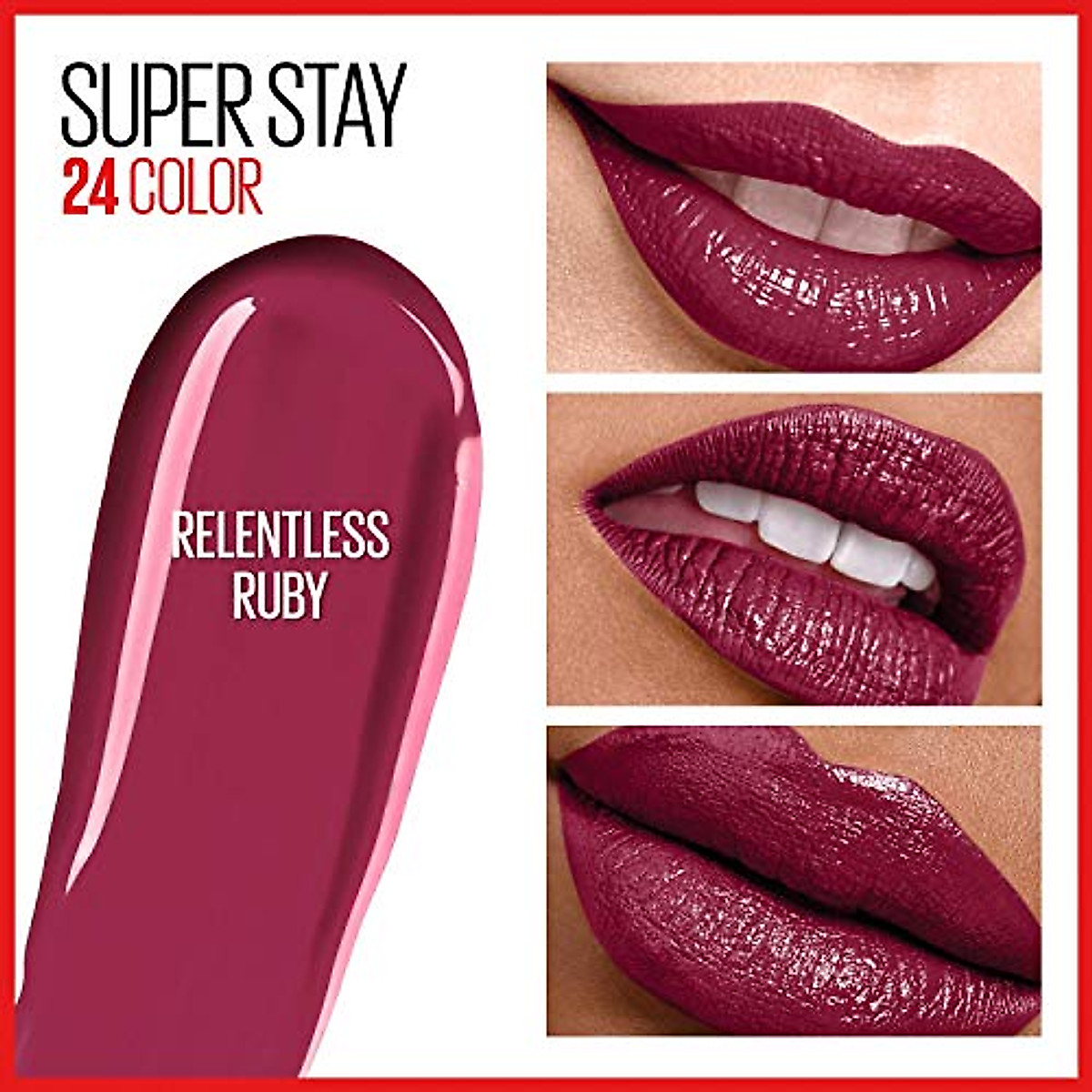 Maybelline Super Stay 24, 2-Step Liquid Lipstick Makeup, Long Lasting Highly Pigmented Color with Moisturizing Balm, Relentless Ruby, Ruby Red, 1 Count