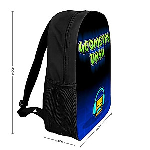 ONBJKPLG Geometry Dash Anime Backpack 17 Inch Cute Funny Bookbag Casual Laptop Daypack for Travel Picnic Camping