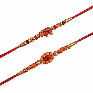 Rakhi For Brother Set of 2 With Greeting Card, Beautiful Designer Raksha Bandhan Rakhi Gift Set For Brother Bhaiya Bhai Bro, Traditional Indian Style Rakshbandhan Rakhi Gifts For Brother
