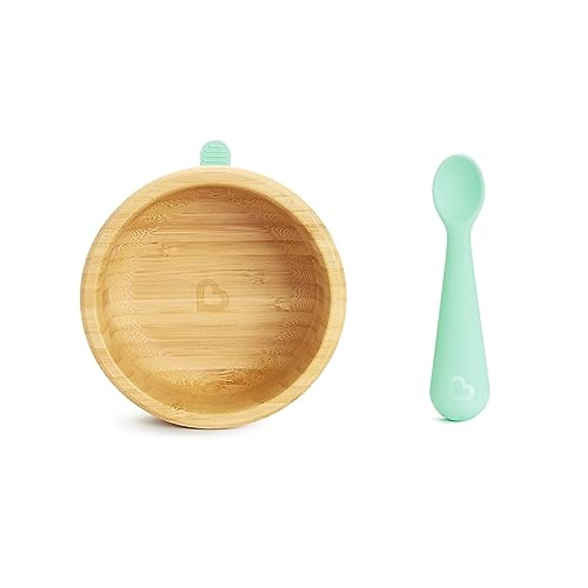 Munchkin® Bambou™ Suction Bowl and Silicone Spoon for Babies and Toddlers, Non-Toxic Bamboo