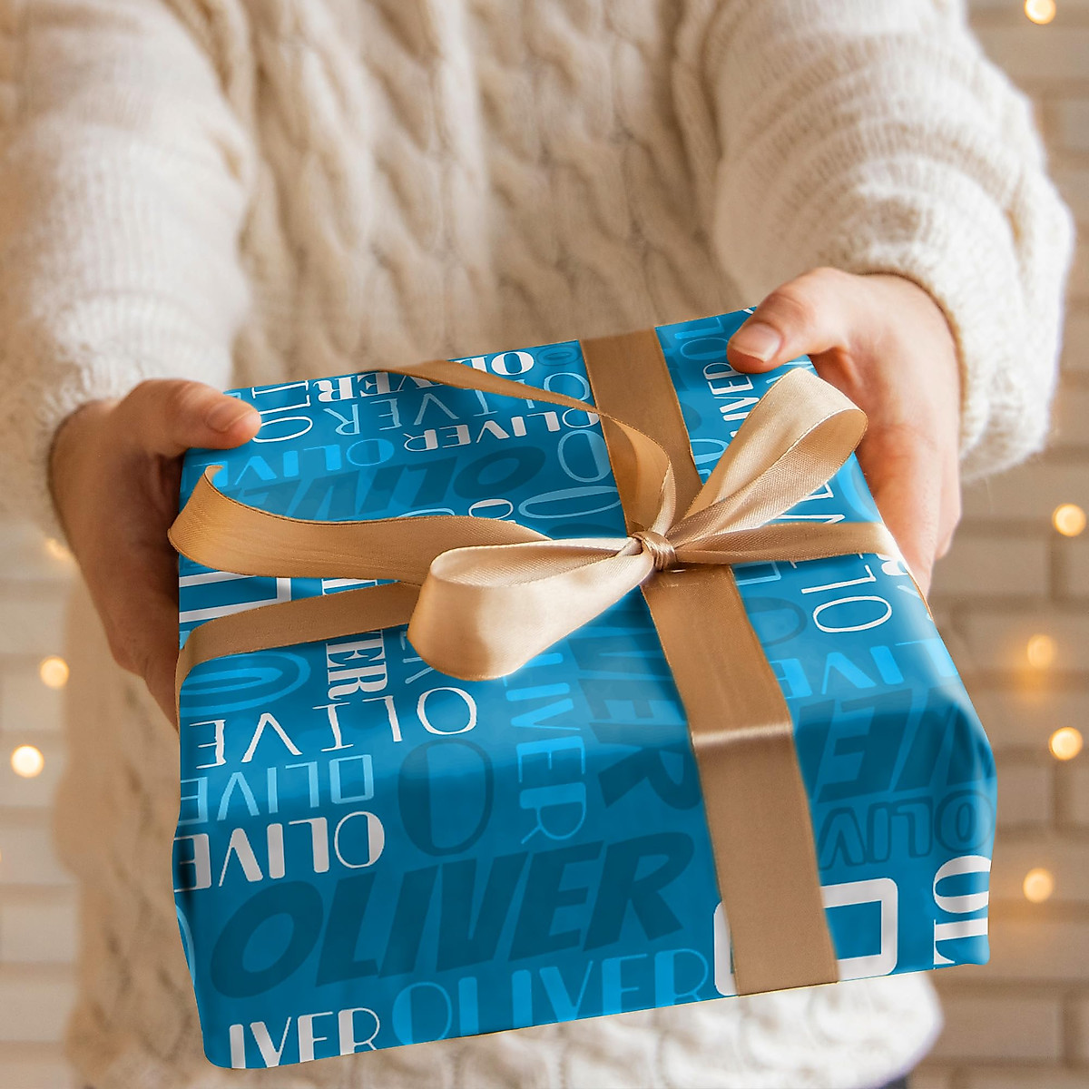 YESCUSTOM Personalized Name Wrapping Paper, 58"x23" Custom Christmas Wrapping Paper Rolls with Name, Christmas Gift Wrap for Him Her Boys Girls Mom Dad