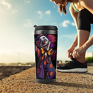 RTFGHJS 13oz Vacuum Insulated Stainless Steel Tumbler with Leakproof Lid Cute Cartoon Clown 304 Stainless Steel Travel Mug Wide Mouth Coffee Cup for Hot & Cold Drinks (380ml)