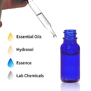 HWASHIN 48 Pack 1/2 oz (15ml) Cobalt Blue Glass Bottles with Glass Eye Droppers for Essential Oils, Perfumes & Lab Chemicals (Brush, Funnels, 2 Extra Droppers, Labels & Measuring Cup Included)